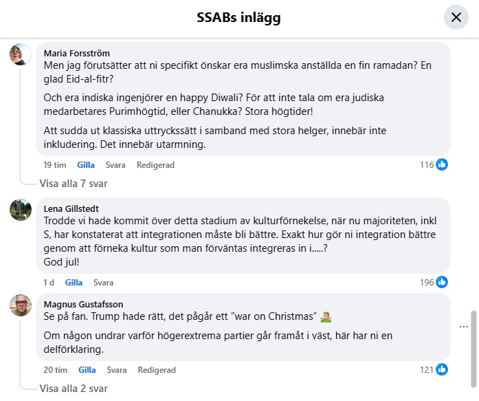 ÖNSKA LEDNINGEN FÖR SSAB GOD JUL!